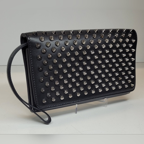 Christian Louboutin | Bags | Christian Louboutin Black Leather Studded ...